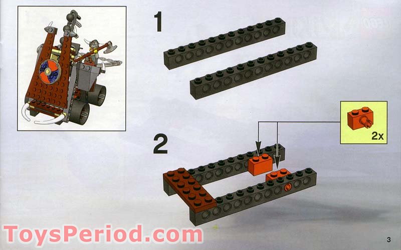 LEGO 7017 Viking Catapult Versus Nidhogg Dragon Instructions and Parts List