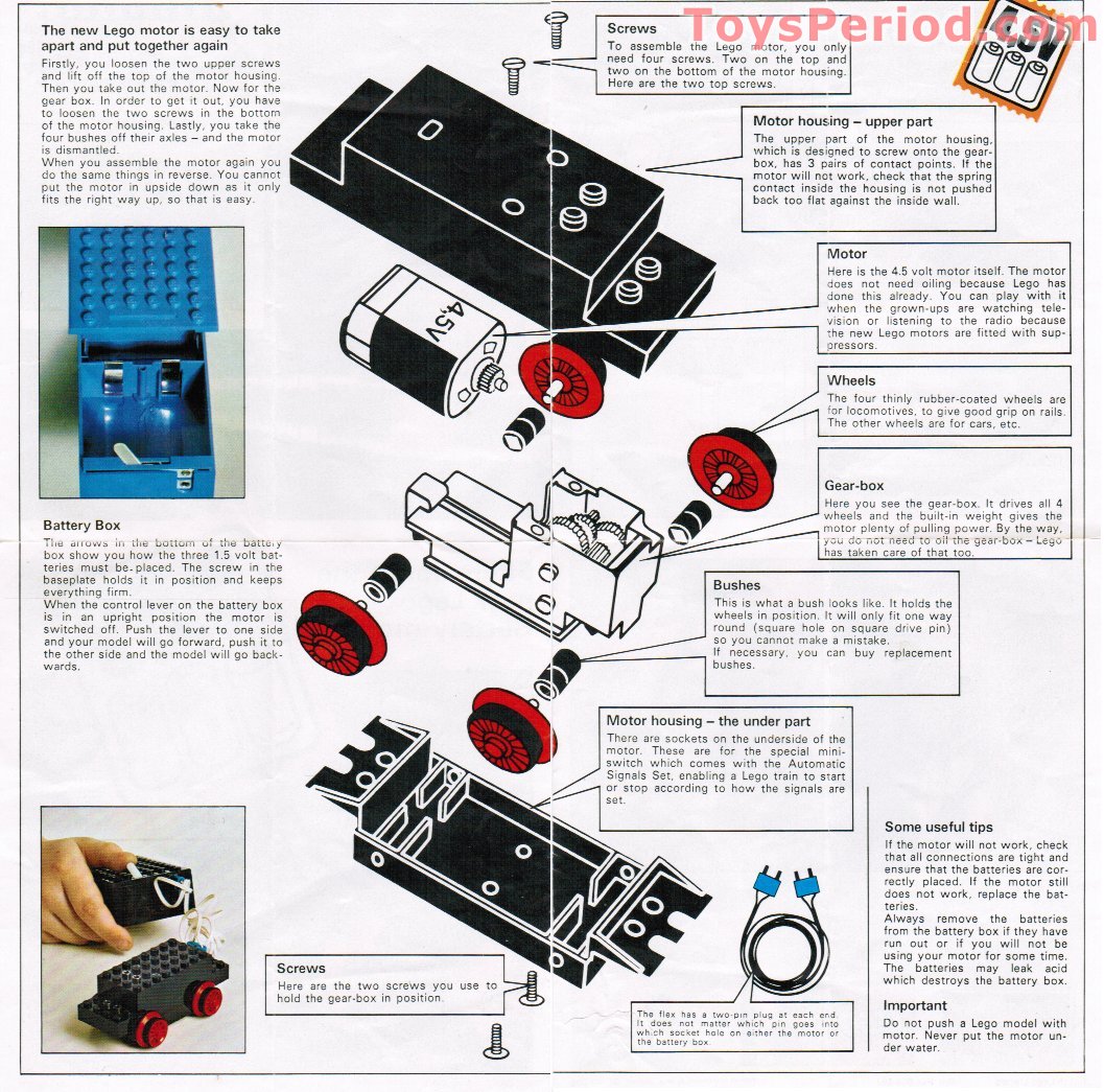 LEGO 103-1 4.5 Volt Motor with Battery Box, Wires and Wheels ...