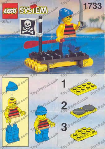 LEGO 1733 Shipwrecked Pirate - Boxed Instructions and Parts List