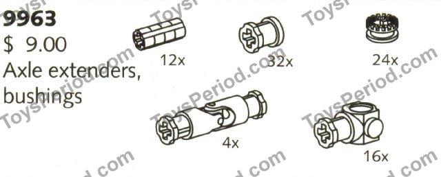 LEGO 9963 Axle Extenders and Bushings Set Parts List