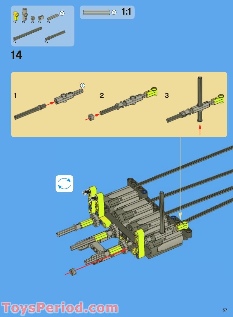 LEGO 8043 Motorized Excavator Instructions and Parts List