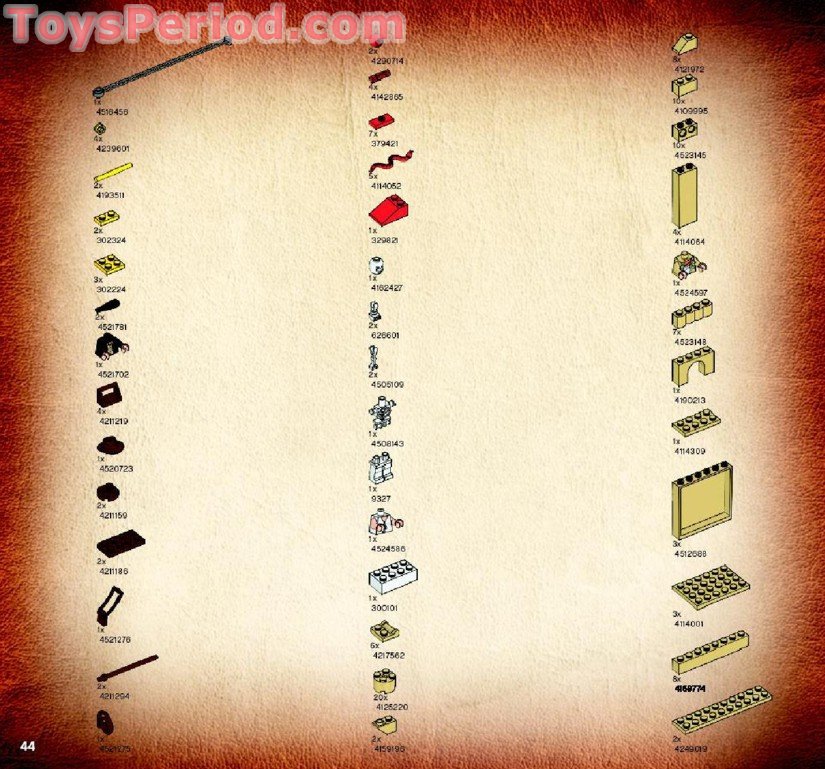 LEGO 7621 Indiana Jones and the Lost Tomb Instructions and Parts List