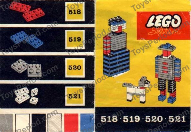 LEGO 521-1 1x1 and 1x2 Plates (Cardboard Box Version) Instructions and ...