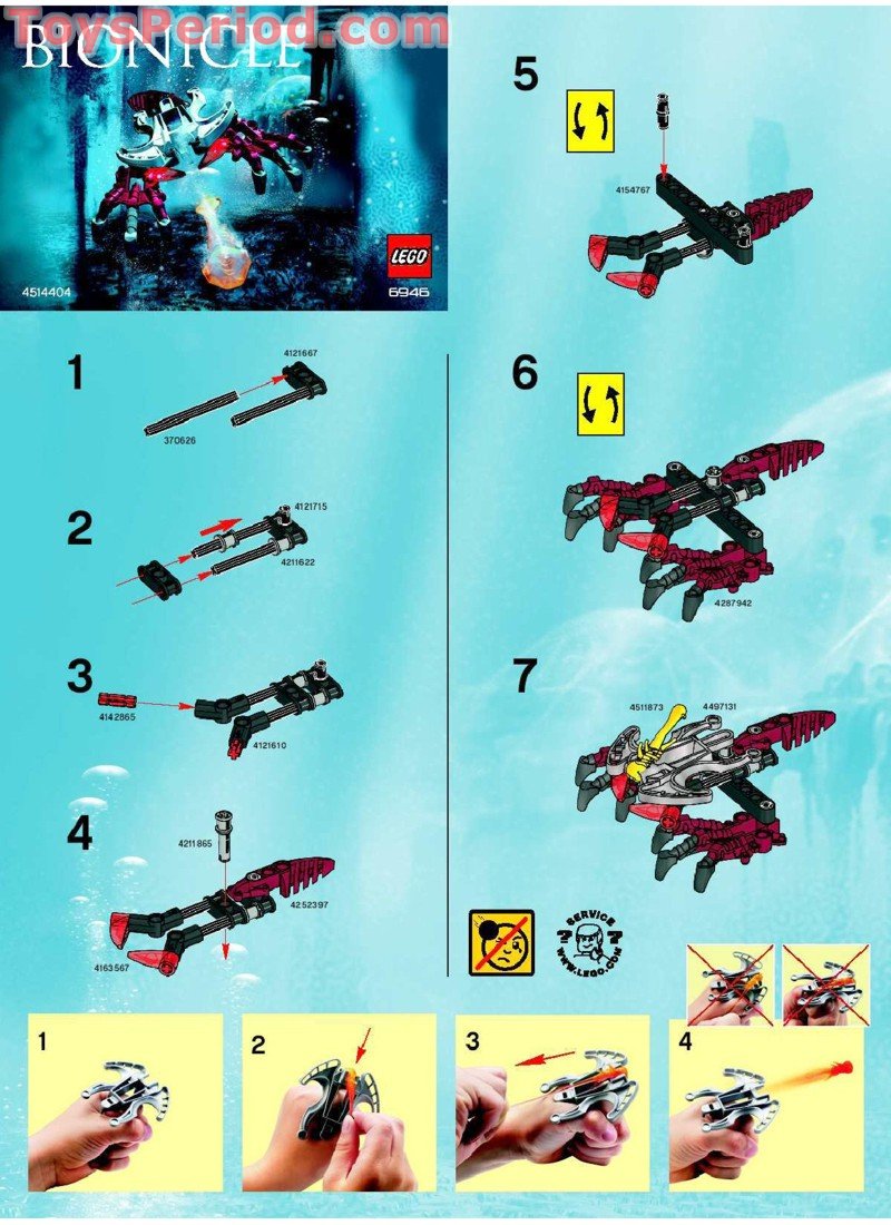 LEGO 6946 Squid Launcher Function Instructions and Parts List