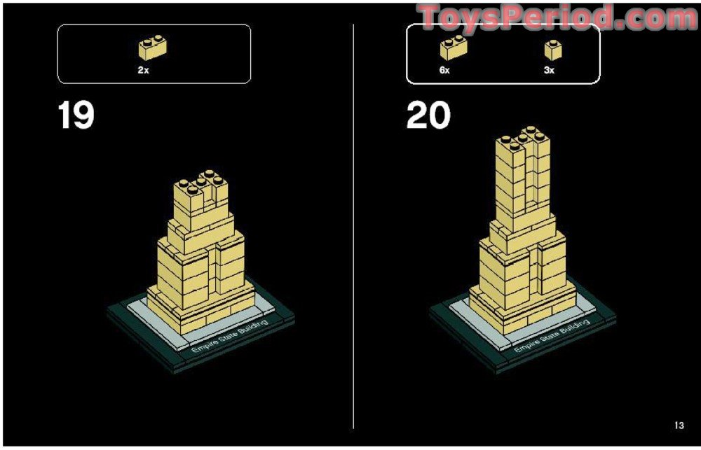 LEGO 21002 Empire State Building Instructions and Parts List