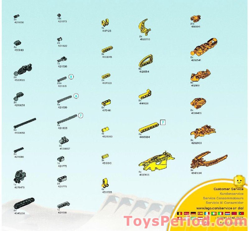 LEGO 8998 Toa Mata Nui Instructions and Parts List