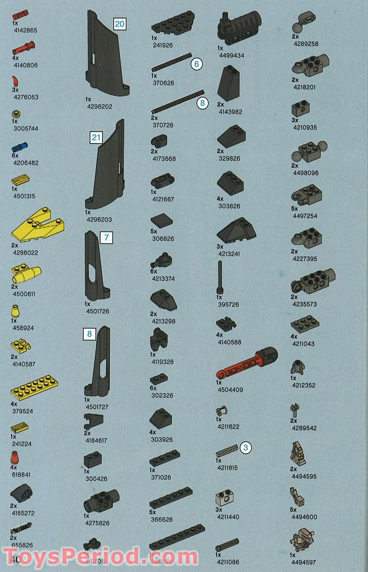 LEGO 8105 Iron Condor Instructions and Parts List