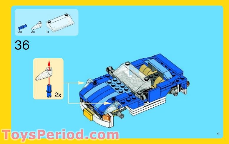 LEGO 6913 Blue Roadster Instructions and Parts List