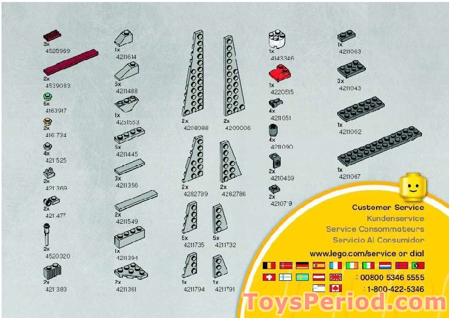 LEGO 20007 Mini Republic Attack Cruiser Instructions and Parts List