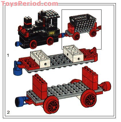 LEGO 722-2 12v Electric Train with 2 Wagons Instructions and Parts List