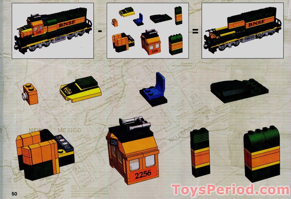 LEGO 10133 Burlington Northern Santa Fe BNSF GP-38 Locomotive ...