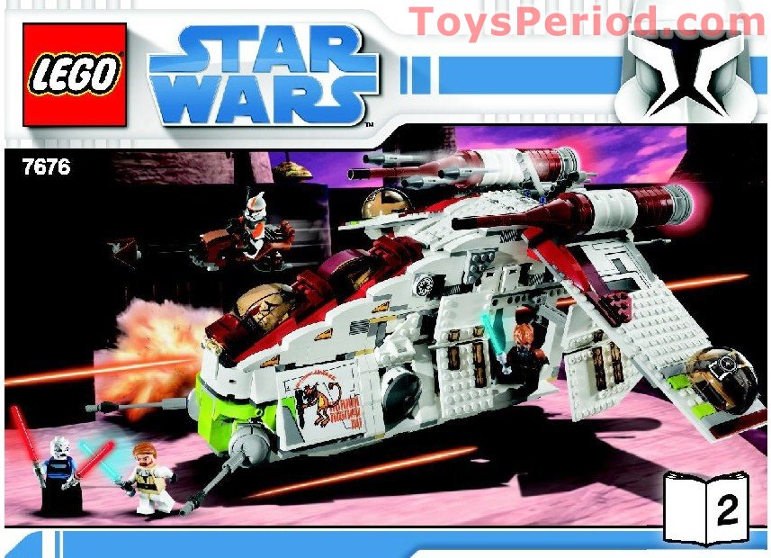 LEGO 7676 Republic Attack Gunship Instructions and Parts List