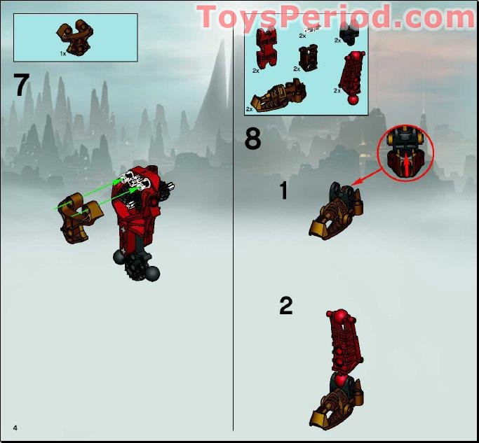 LEGO 8811 Toa Lhikan and Kikanalo Instructions and Parts List