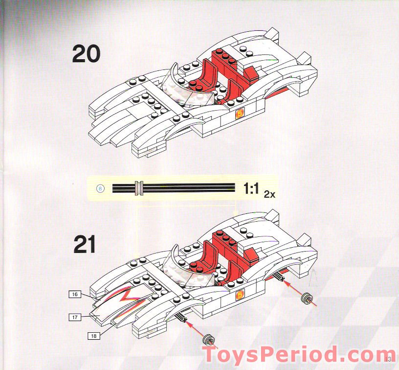 LEGO 8158 Speed Racer and Snake Oiler Instructions and Parts List