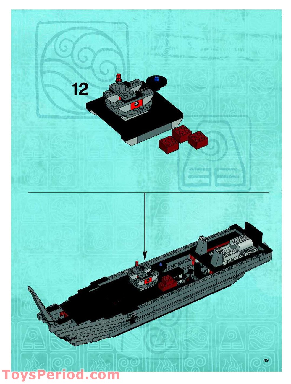 LEGO 3829 Fire Nation Ship Instructions and Parts List
