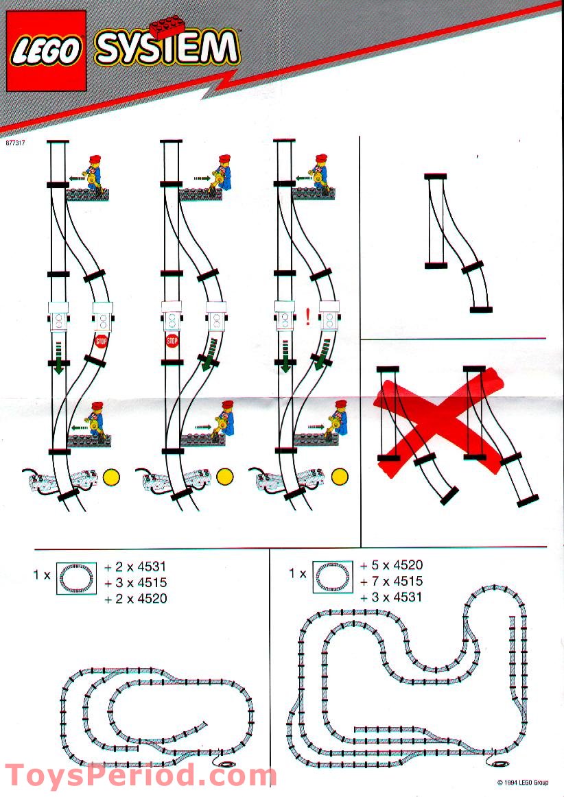 LEGO 4531 Manual Switching Tracks, Turnouts Instructions and Parts List