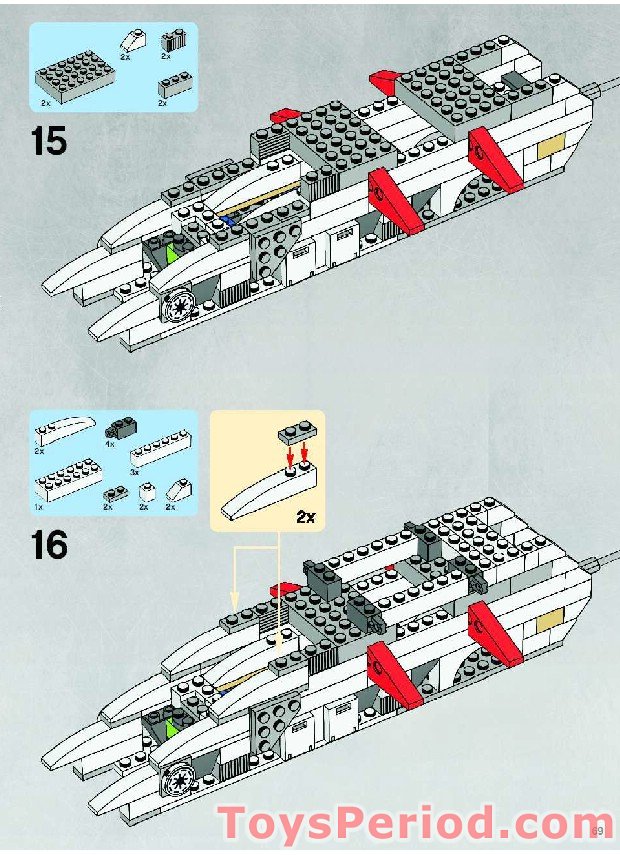 LEGO 7676 Republic Attack Gunship Instructions and Parts List