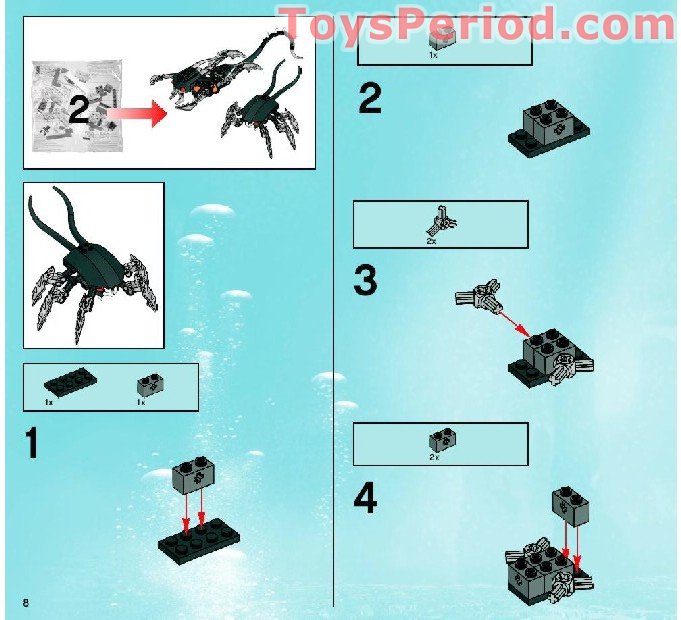 LEGO 8926 Toa Undersea Attack Instructions and Parts List