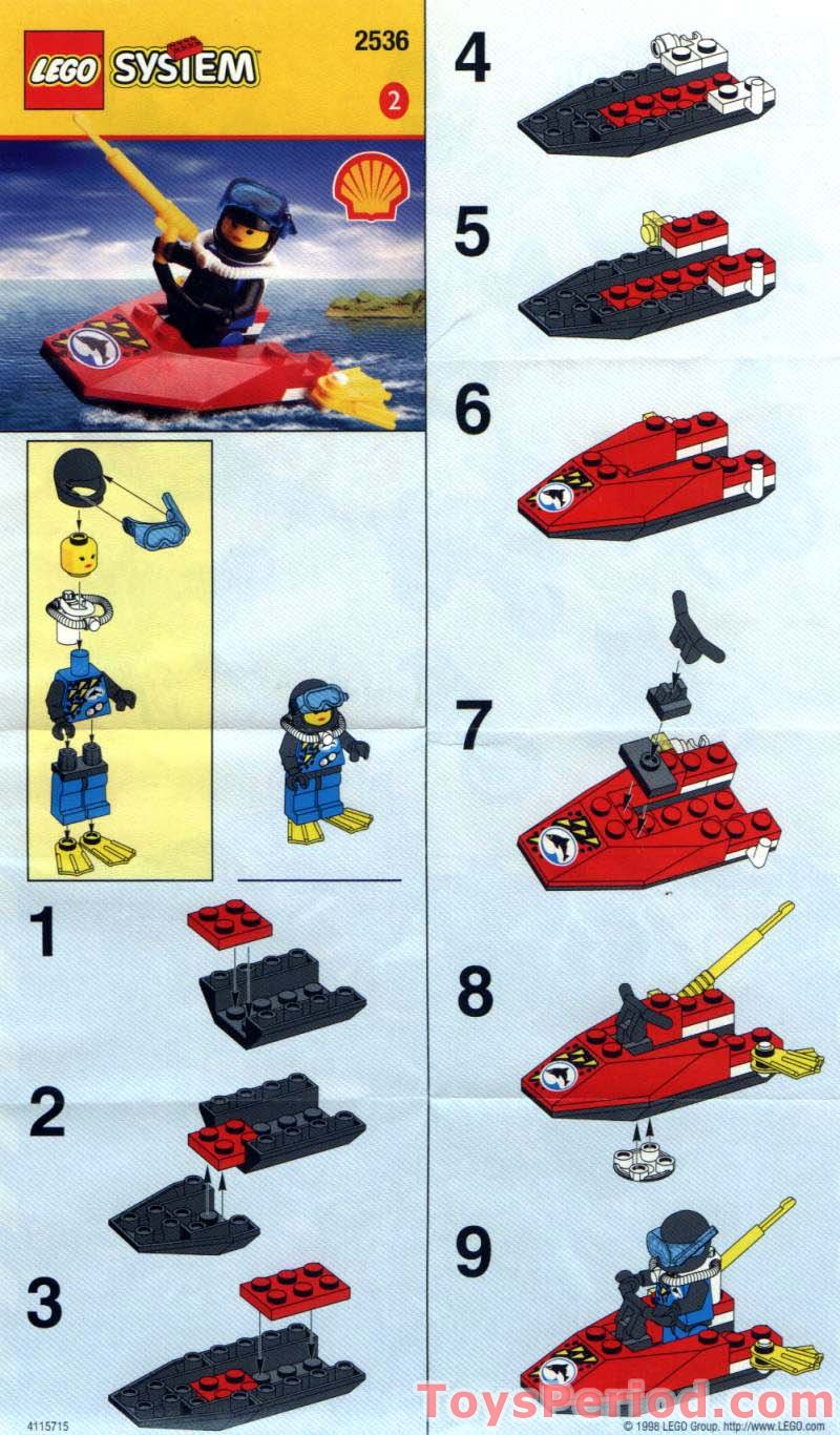 LEGO 2536 Shell Promotional Set - Divers Jet Ski Instructions and Parts ...