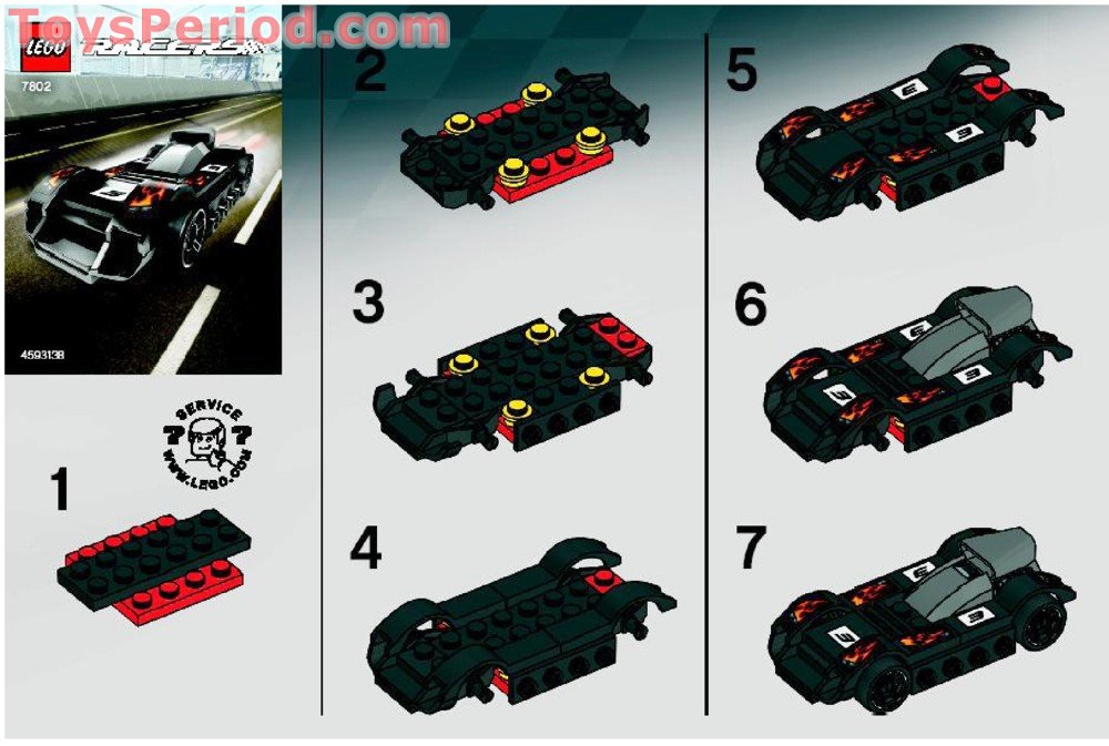 LEGO 7802 Le Mans Racer Instructions and Parts List
