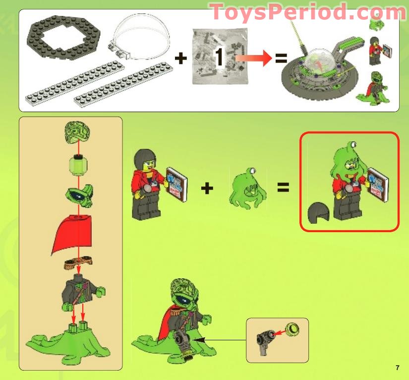 LEGO 7065 Alien Mothership Instructions and Parts List