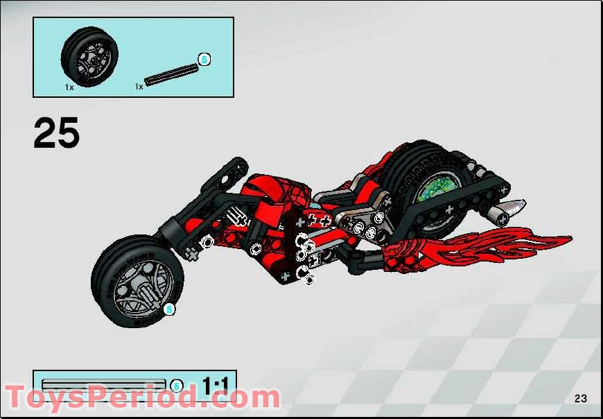LEGO 8645 Muscle Slammer Bike Instructions and Parts List