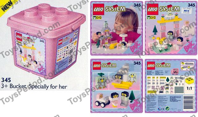 LEGO 345-2 3 Building Sets in Bucket Parts List