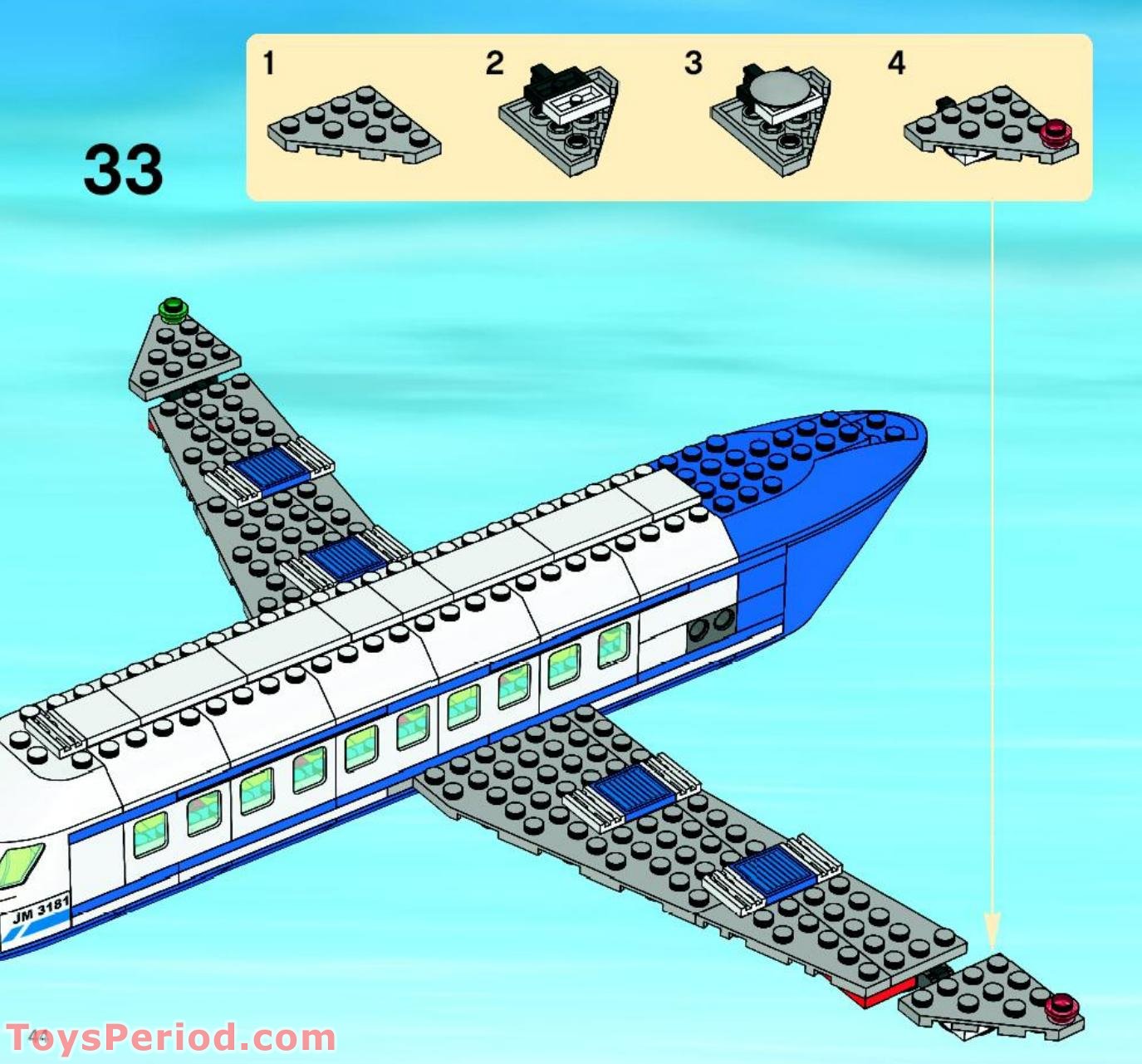 LEGO 3181 Passenger Plane Instructions and Parts List