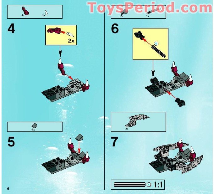 LEGO 8926 Toa Undersea Attack Instructions and Parts List