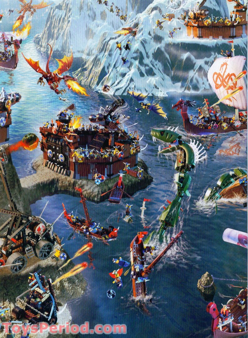 LEGO 7021 Viking Double Catapult Versus Armored Ofnir Dragon ...