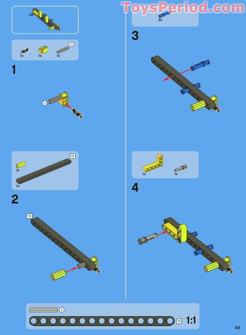 LEGO 8043 Motorized Excavator Instructions and Parts List