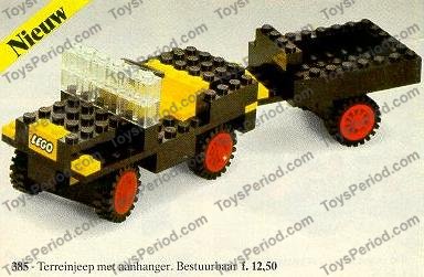 LEGO 385-1 Offroad Jeep with Trailer Instructions and Parts List