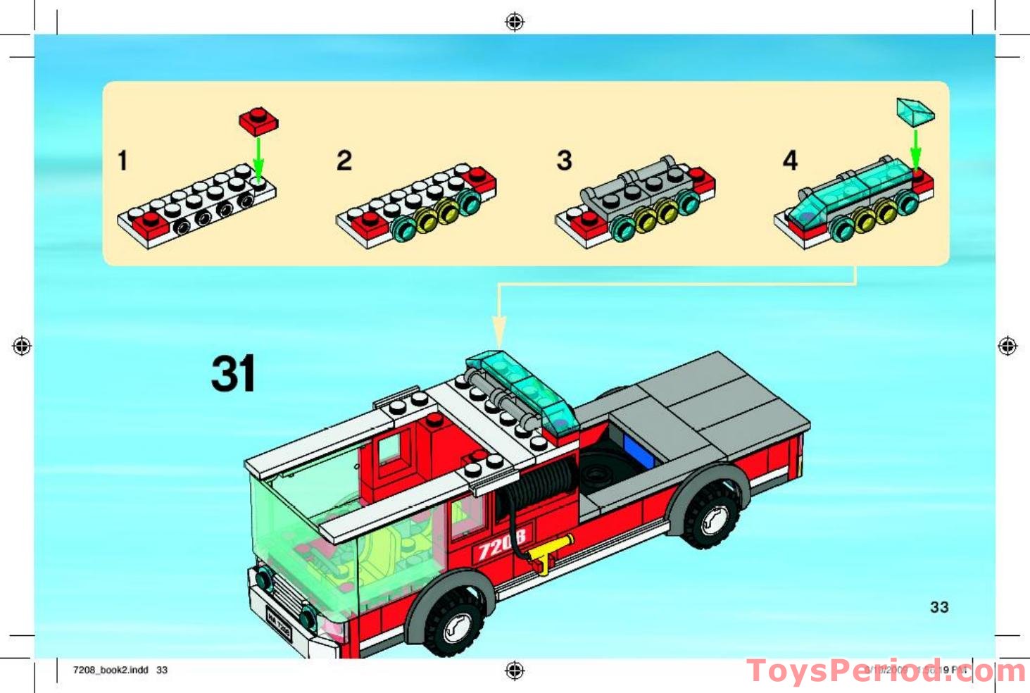 LEGO 7208 Fire Station Instructions and Parts List