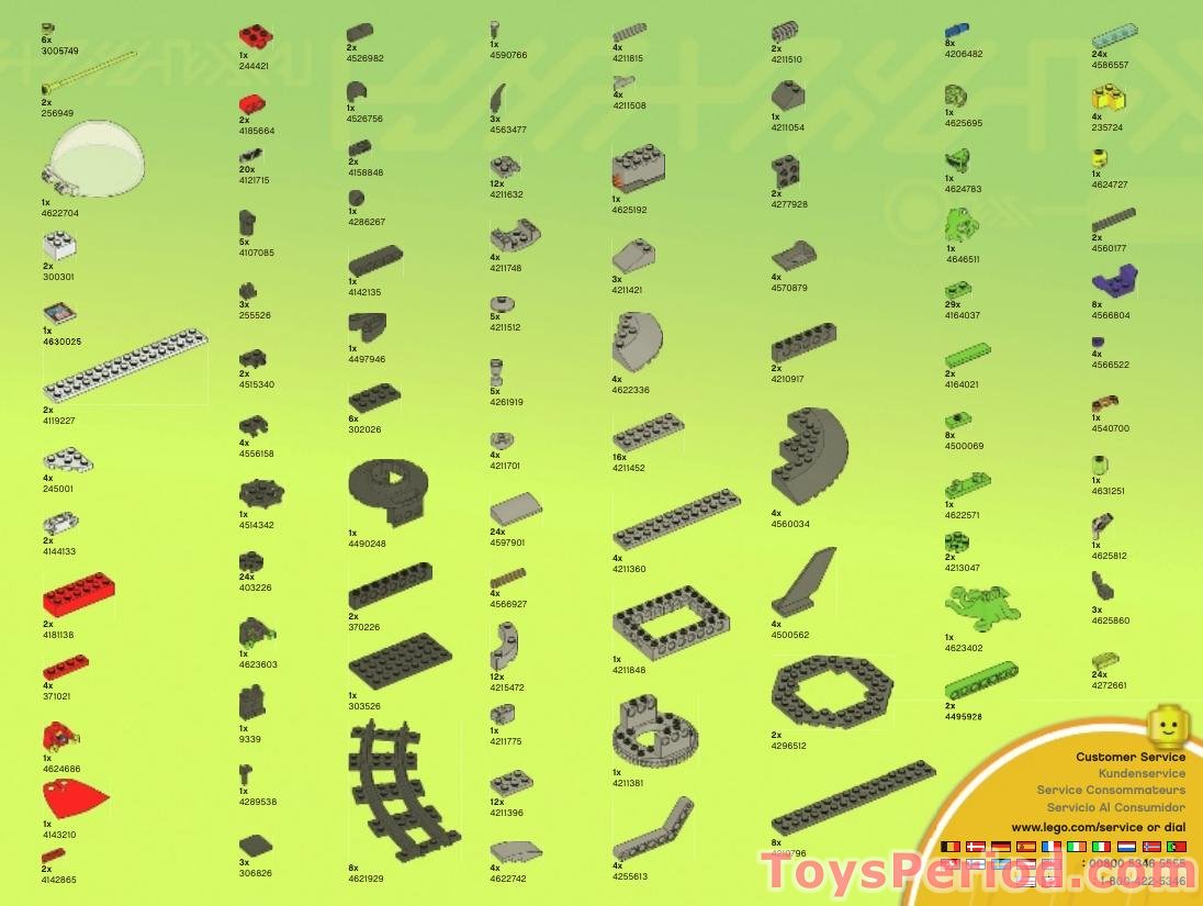 LEGO 7065 Alien Mothership Instructions and Parts List