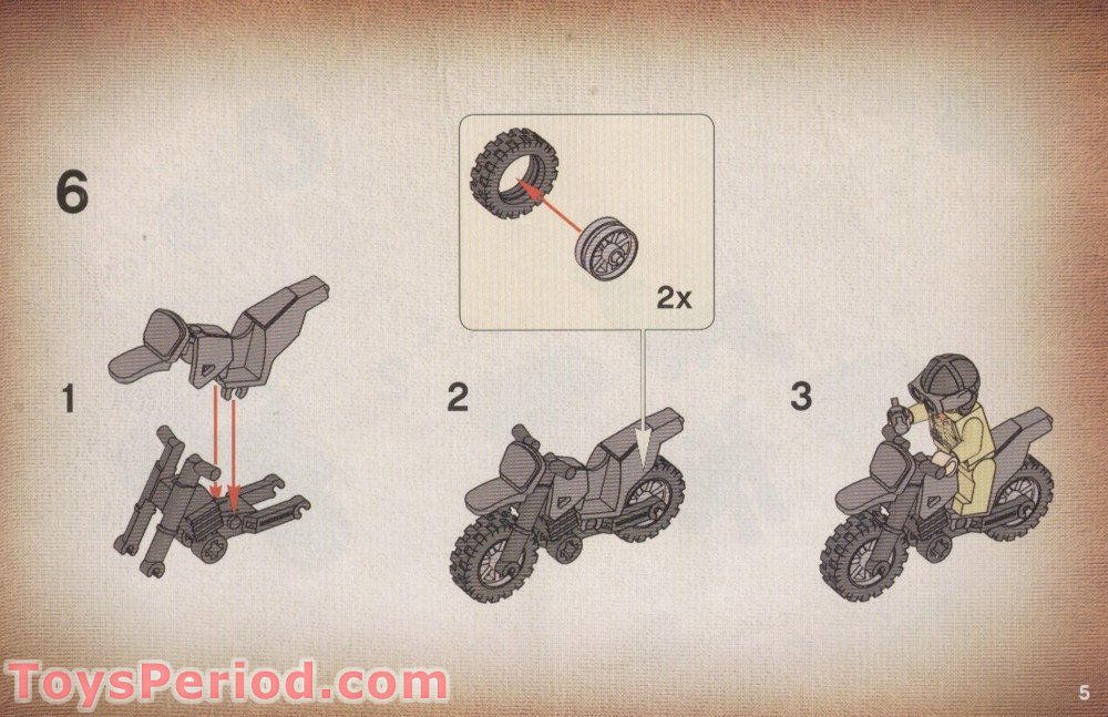 LEGO 7620 Indiana Jones Motorcycle Chase Instructions and Parts List