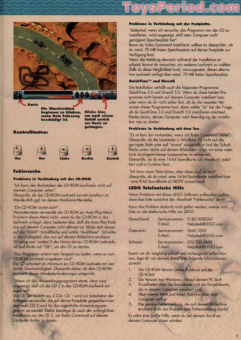 LEGO 8428 Turbo Command Instructions and Parts List