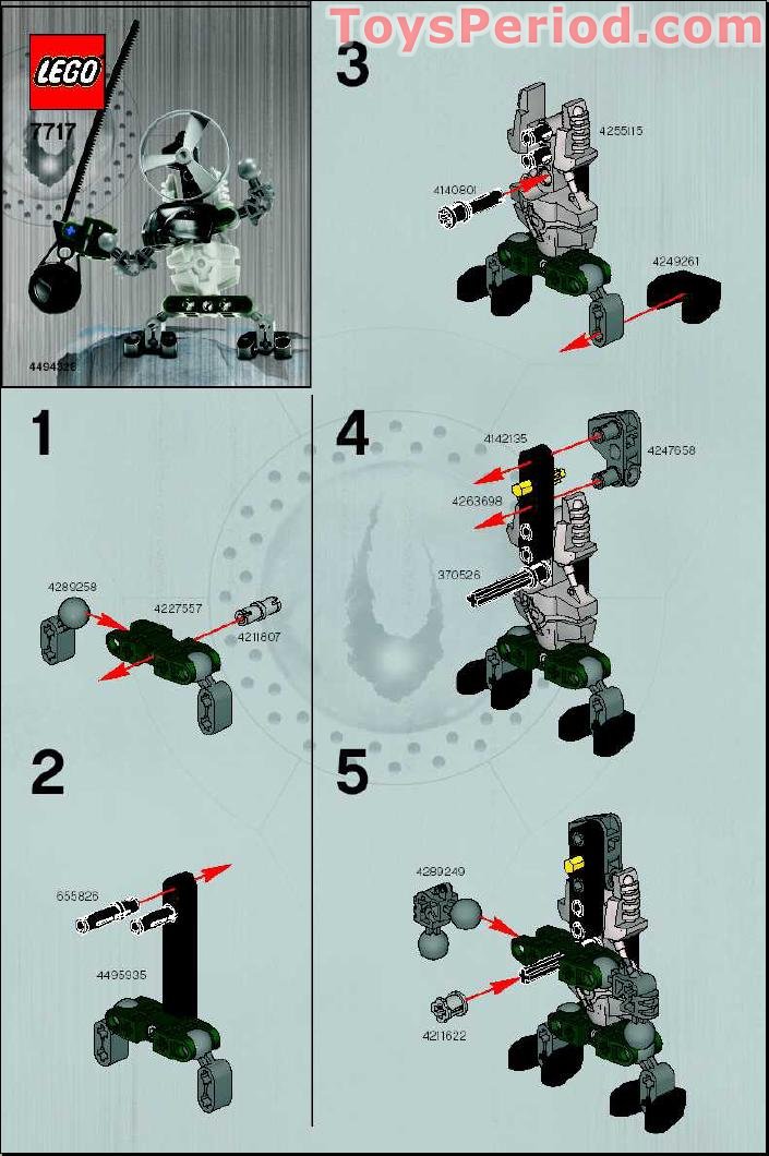 LEGO 7717 Quick Bad Guy Green Instructions and Parts List