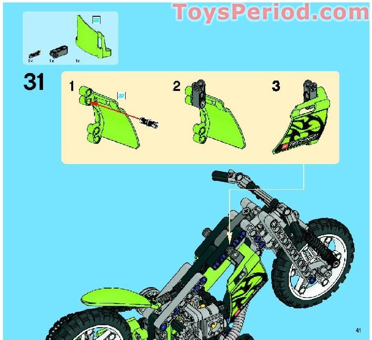 LEGO 8291 Dirt Bike Instructions and Parts List