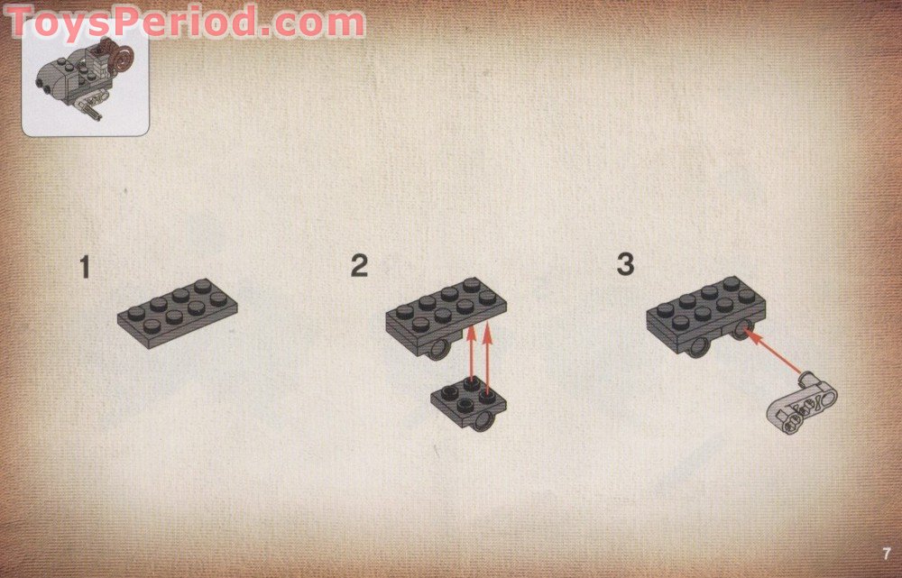 LEGO 7620 Indiana Jones Motorcycle Chase Instructions and Parts List