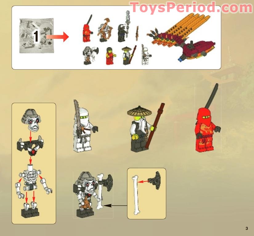 LEGO 2507 Fire Temple Instructions and Parts List