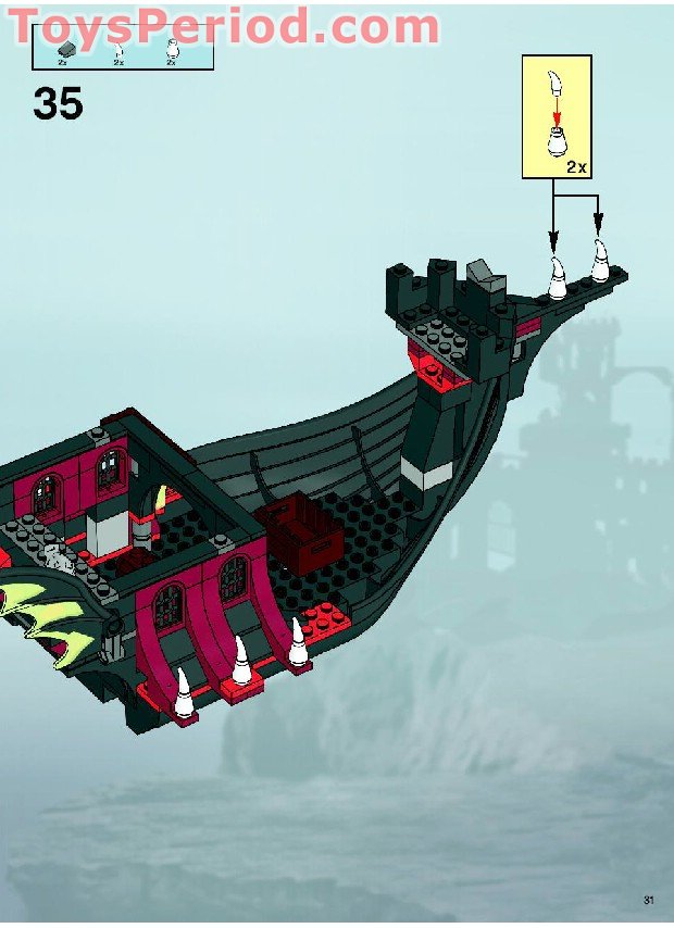 LEGO 7029 Skeleton Ship Attack Instructions and Parts List