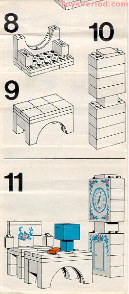 LEGO 270-2 Grandfather Clock, Chair and Table Instructions and Parts List