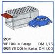LEGO 261-3 HO Scale VW 1200 Limousine with Garage Set Parts List