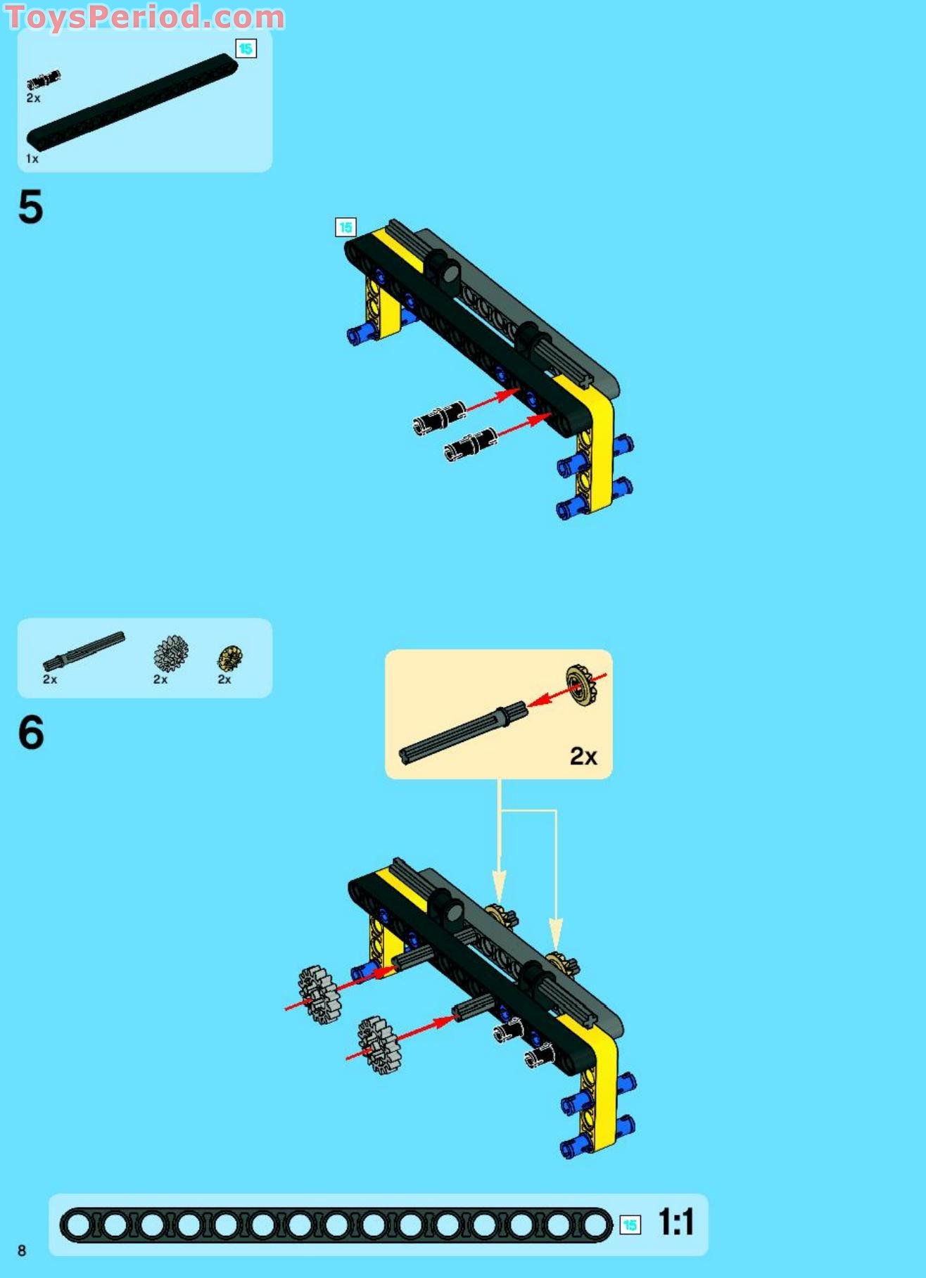 LEGO 8043 Motorized Excavator Instructions and Parts List