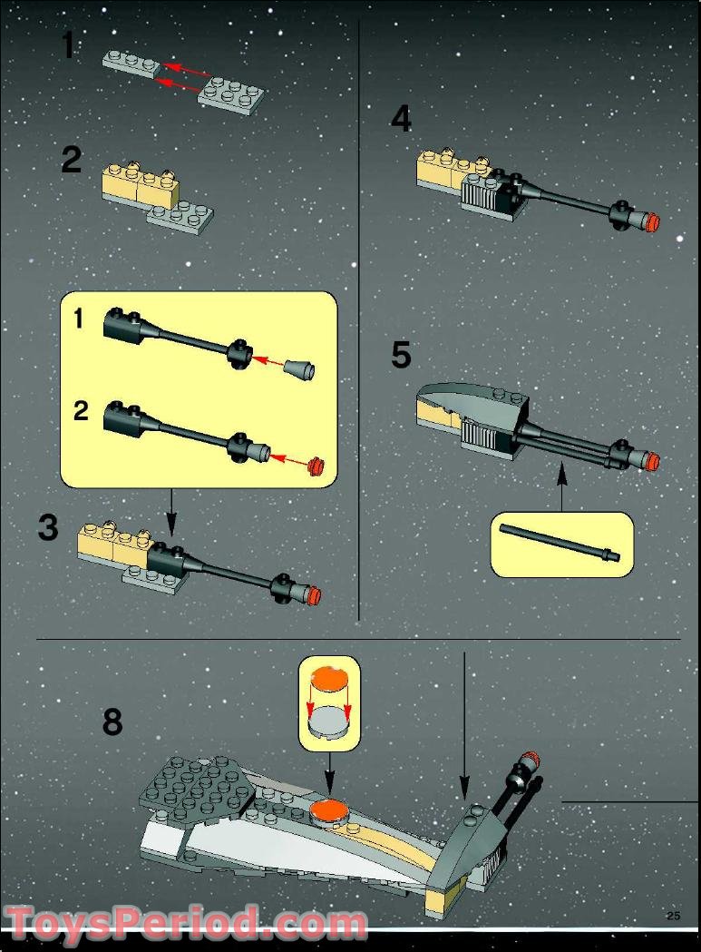 LEGO 6208 B-Wing Fighter Instructions and Parts List