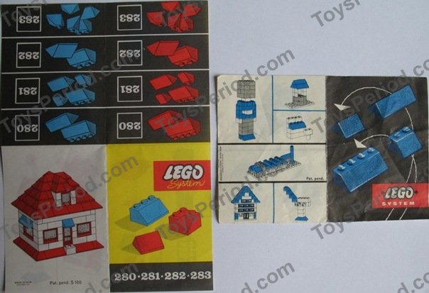 LEGO 282-2 2x2 Sloping Roof Bricks, Blue Set Parts List