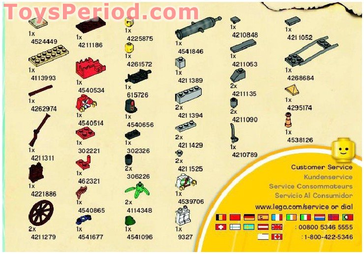 LEGO 6239 Cannon Battle Instructions and Parts List
