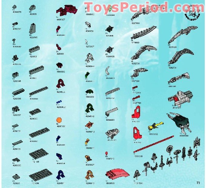 LEGO 8926 Toa Undersea Attack Instructions and Parts List