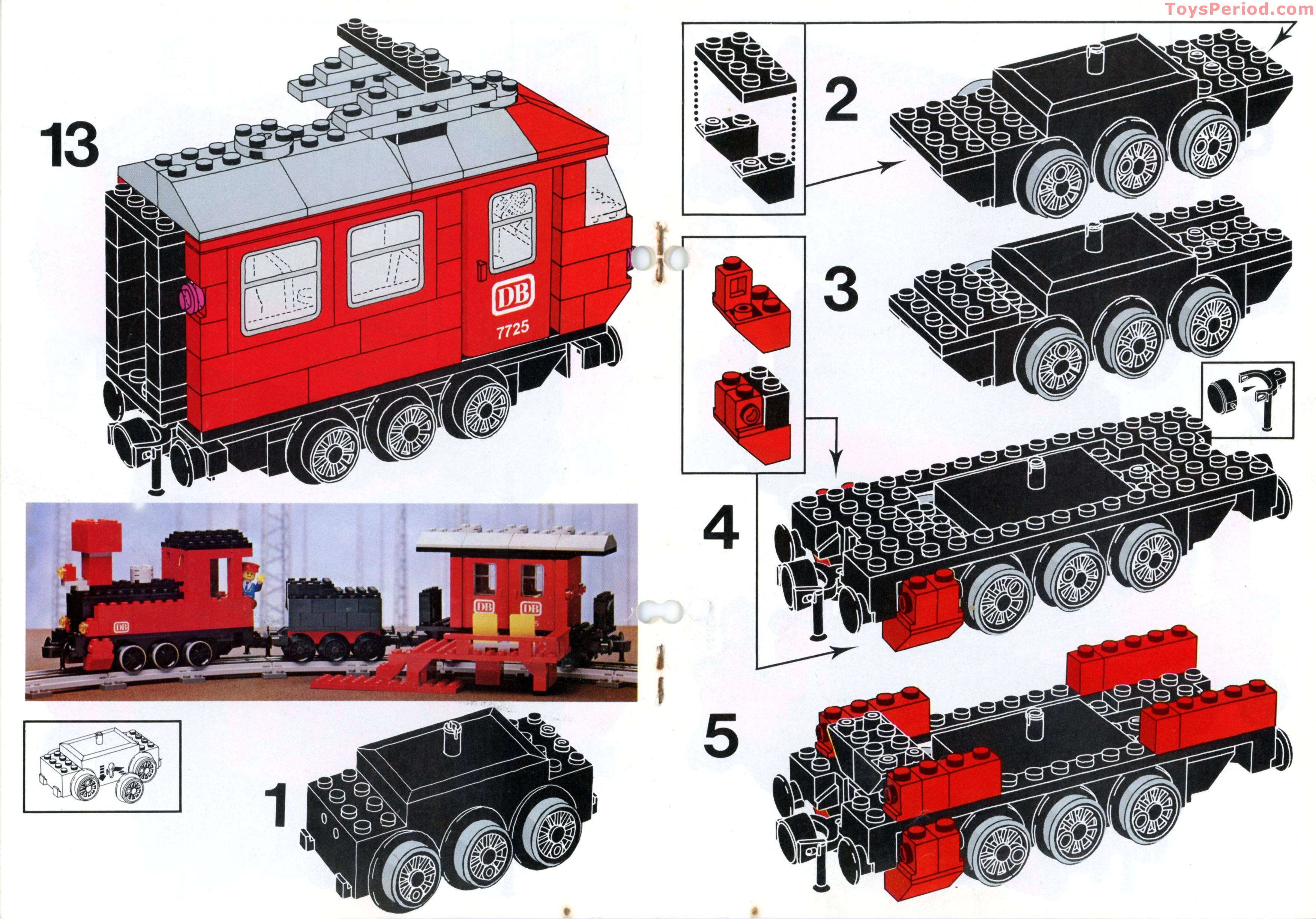 LEGO 7725 Electric Passenger Train Instructions and Parts List
