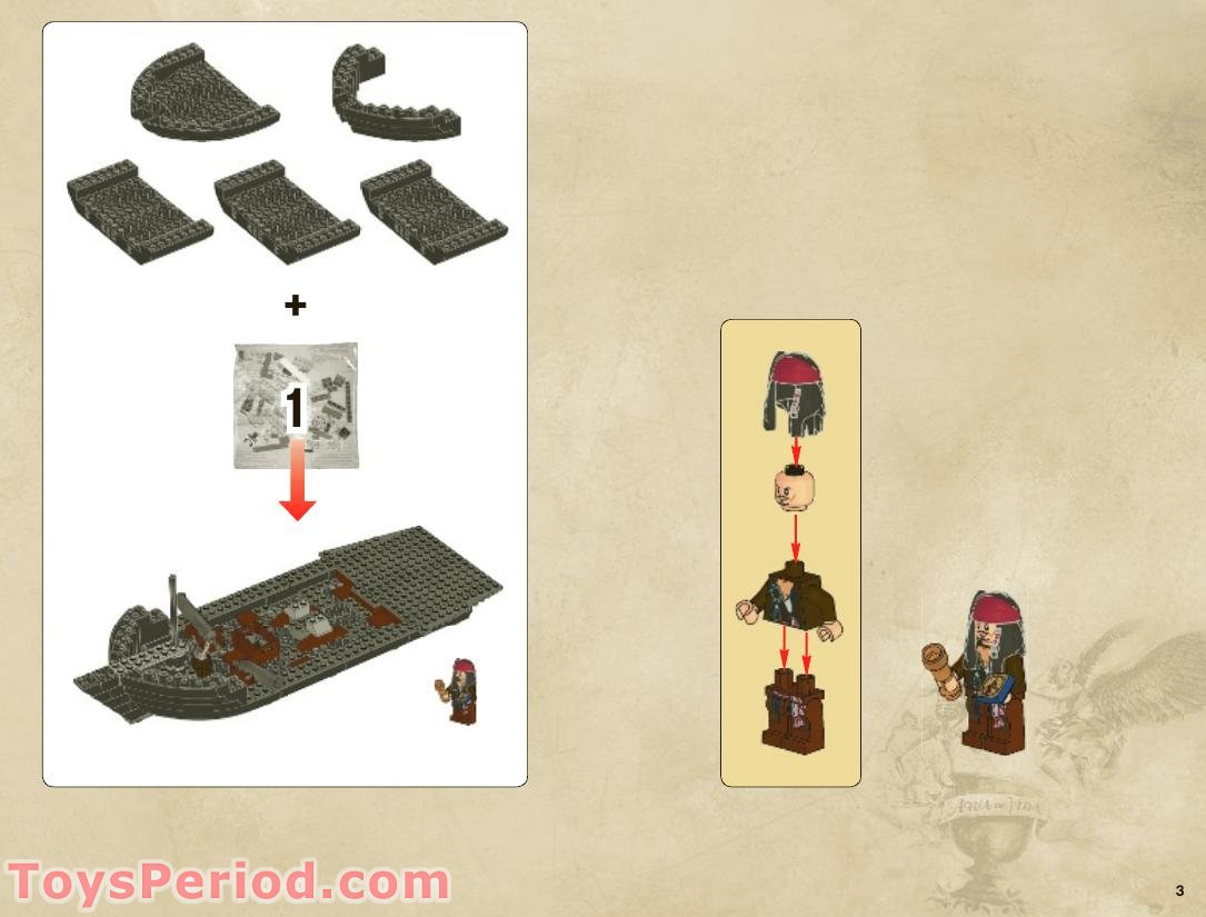 LEGO 4184 The Black Pearl Instructions and Parts List